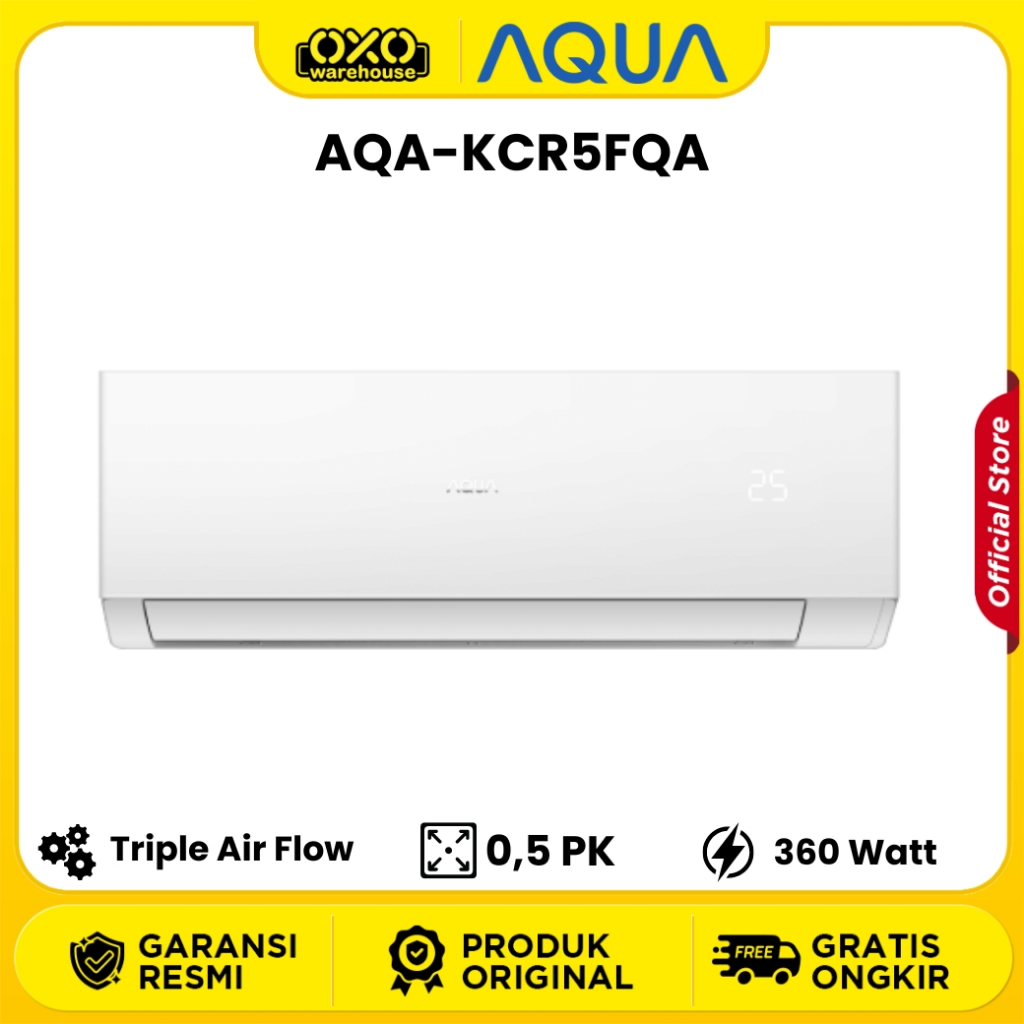 Jual Aqua Ac Split Standart 0,5 Pk Turbo Cool Triple Air Flow Hemat Daya AQA-KCR5FQA Garansi ...