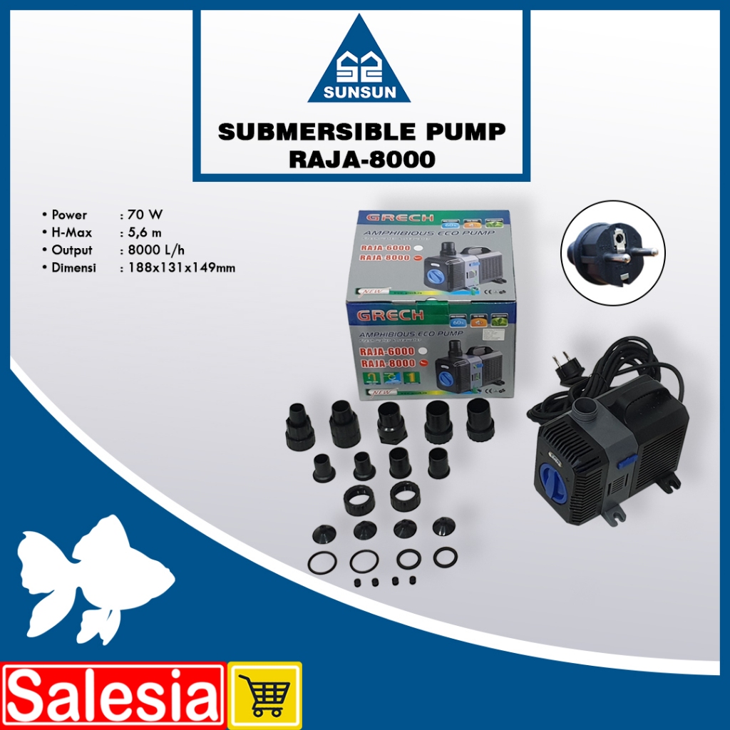 Jual POMPA AIR SUNSUN GRECH RAJA 8000 SUBMERSIBLE WATER PUMP KOLAM ...