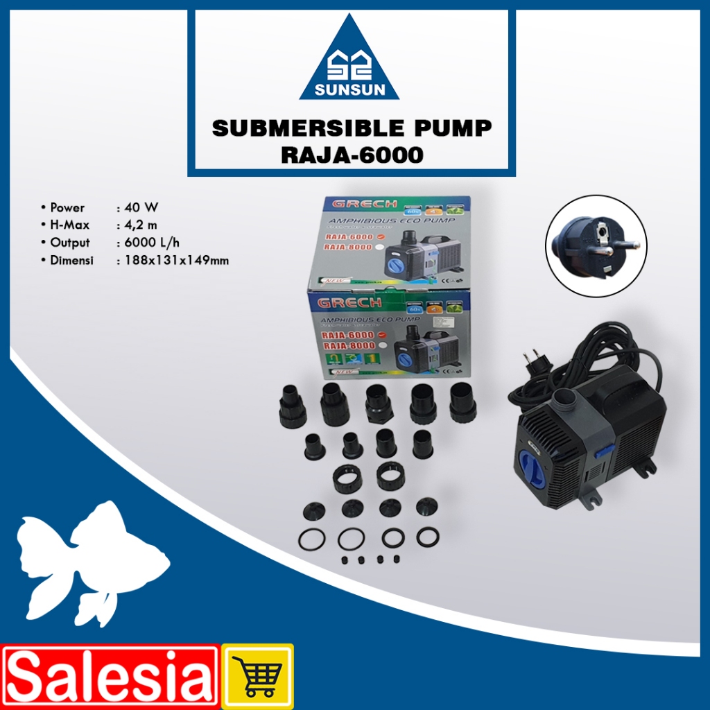 Jual POMPA AIR SUNSUN GRECH RAJA 6000 SUBMERSIBLE WATER PUMP KOLAM ...