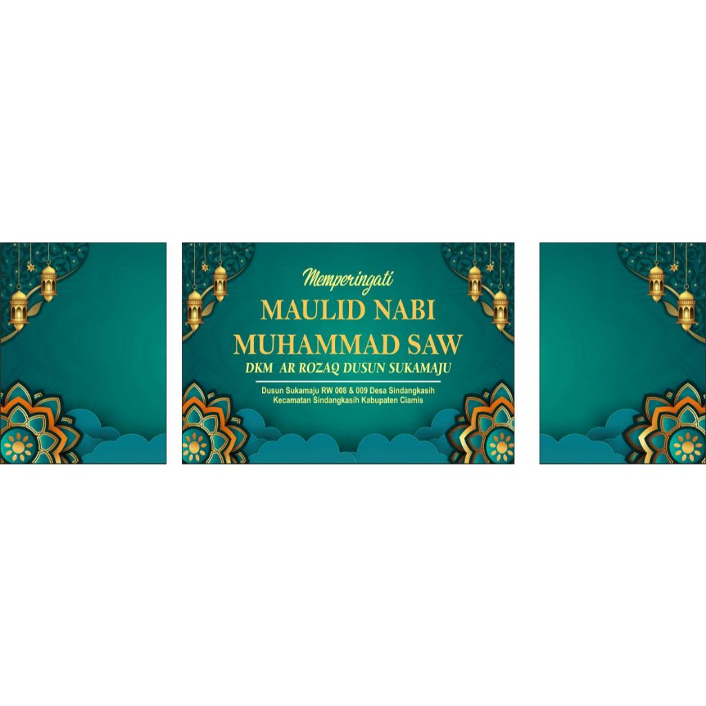 Jual Cetak Spanduk Banner Maulid Nabi Hitam Biru Aesthetic MMT Spanduk ...