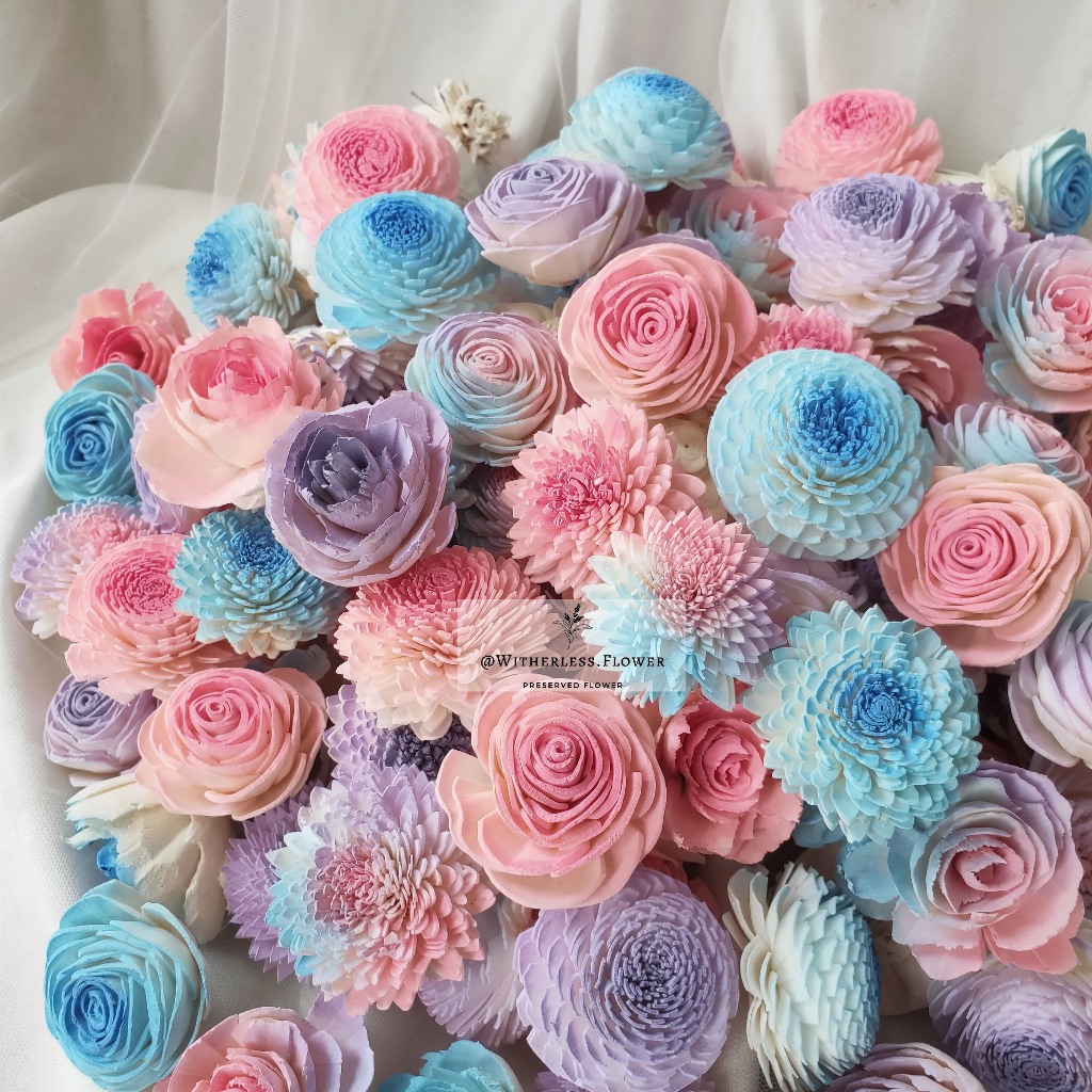 Jual 3 PCS Bunga Sola Wood Flowers Color 4 CM / Bunga Kayu Warna ...