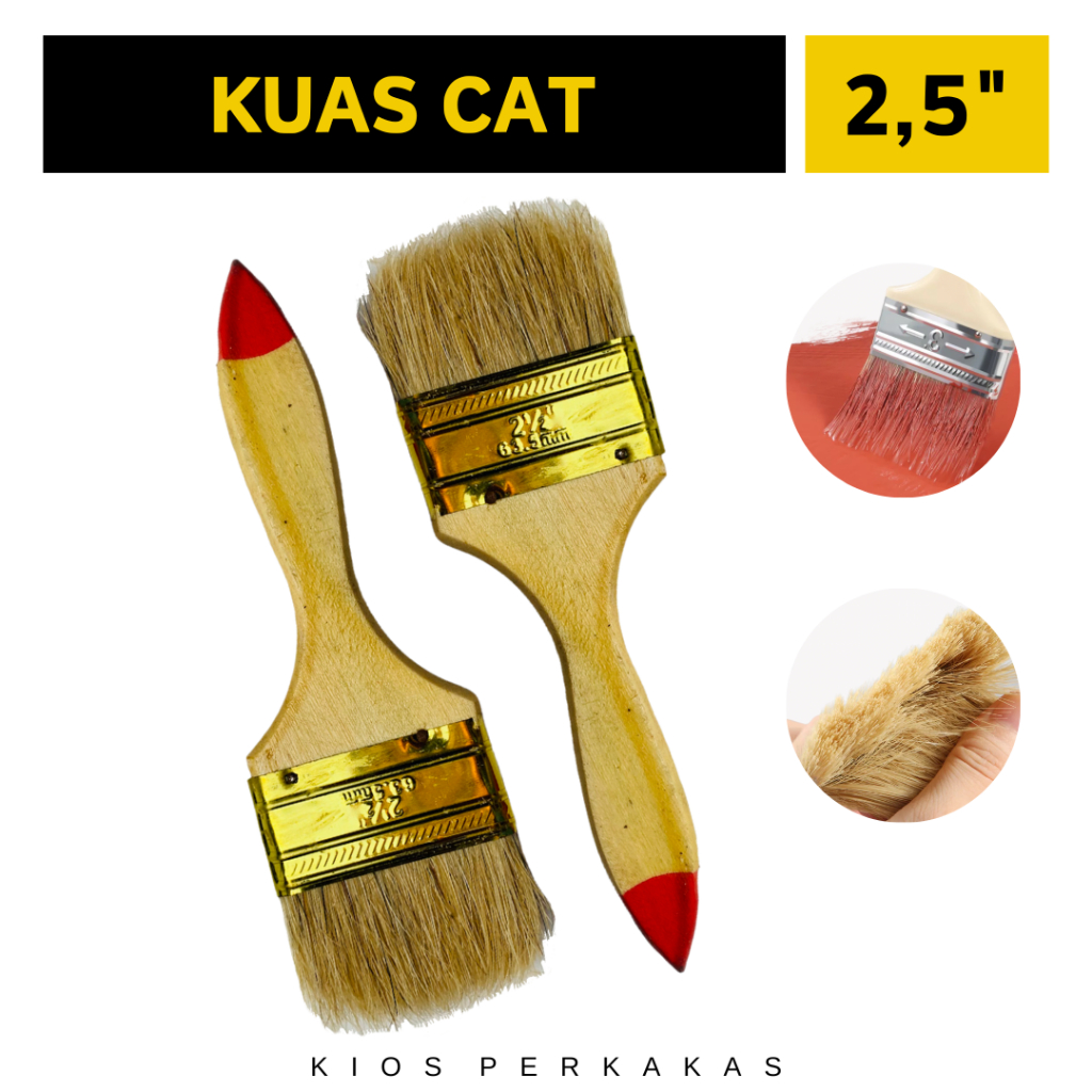 Jual Kuas Cat Tembok Dinding Gagang Kayu Ukuran 2,5 inch / Koas Cat ...