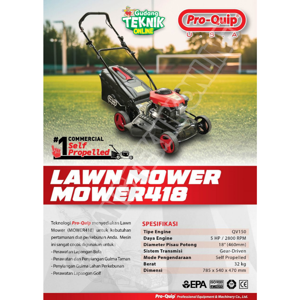 Jual Mesin Potong Rumput Dorong Roda PROQUIP MOWER 418 4 Tak / Mesin ...