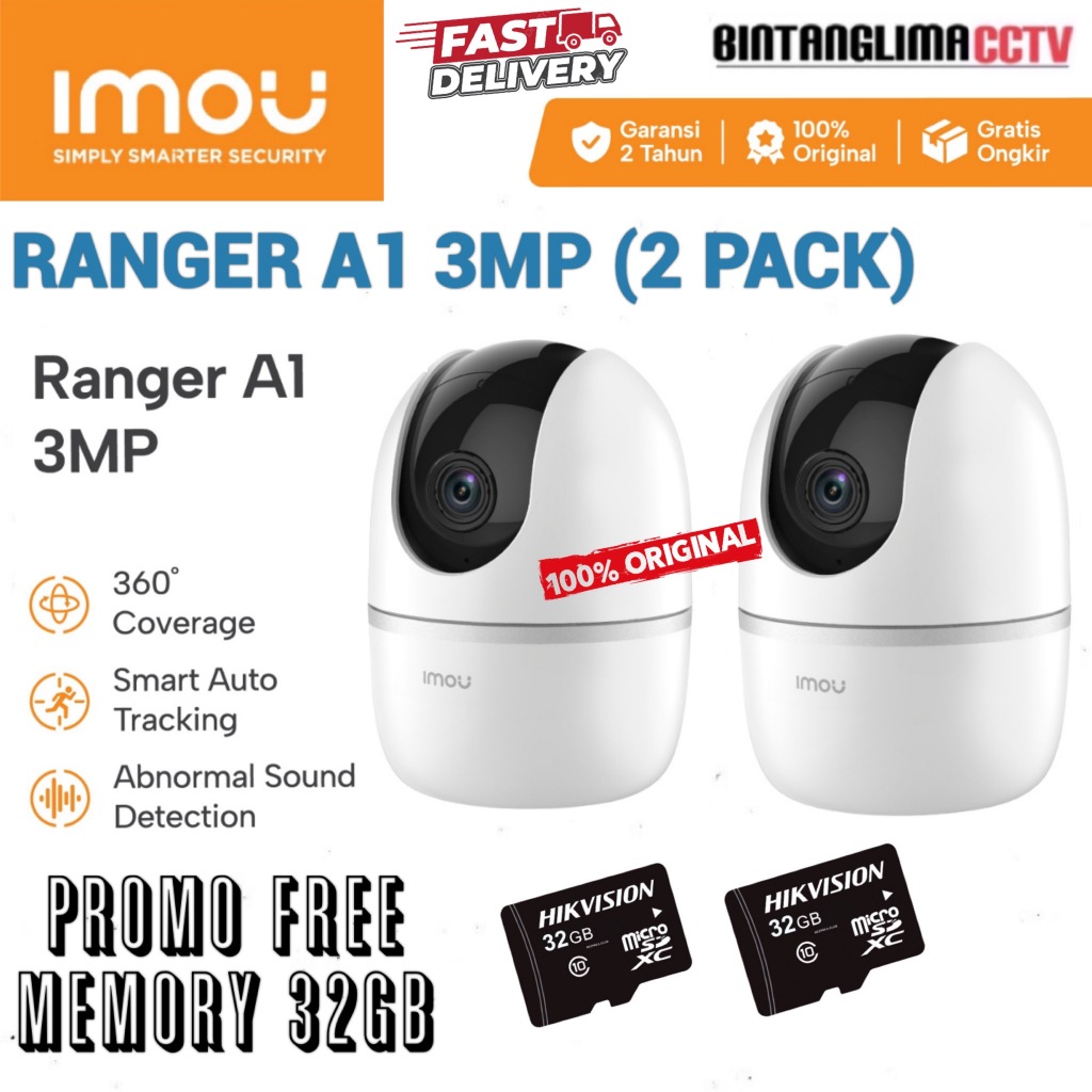 Jual IMOU Ranger A1 3MP - 2 Pack Coverage | Two Way Tallk | Night ...