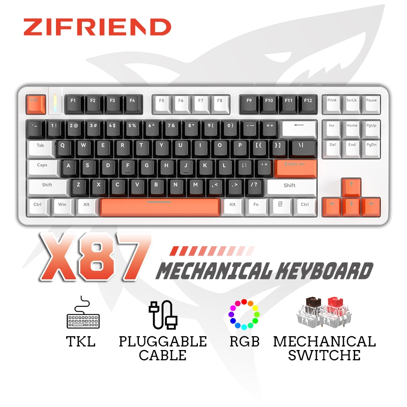 Jual ZIFRIEND X87 TKL 87 Keys Keyboard RGB Backlit Wired Red Brown Switch Mechanical Keyboard ...