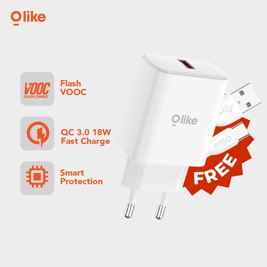 Jual OLIKE C303 Charger + Kabel Data Type-C VOOC Qualcomm 3.0 Quick ...