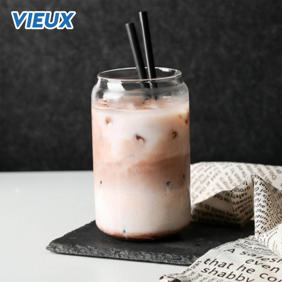 Jual susu kaca motif kaleng / can shape glass / cangkir susu kopi ...