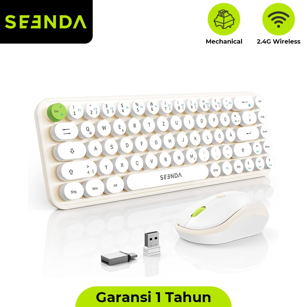 Jual SEENDA Small Wireless Keyboard and Mouse Combo, Cute Round Keycaps ...