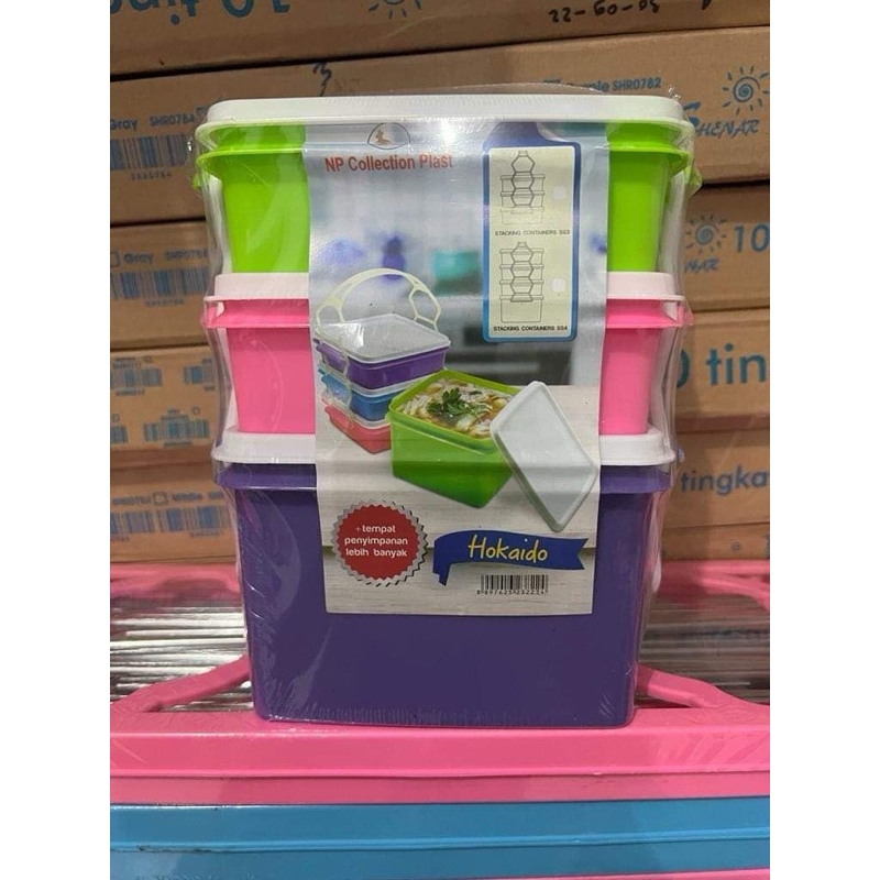 Jual LUNCHBOX SUSUN PELANGI / RANTANG HOKAIDO - Rantang Pelangi 3 Susun ...