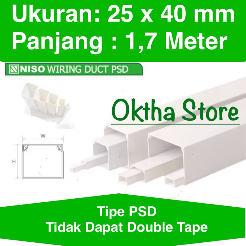 Jual Kabel Duct NISO 25 x40 mm Panjang 1,7 Meter TANPA Double Tape duct Wiring 40 x 25 mm ...
