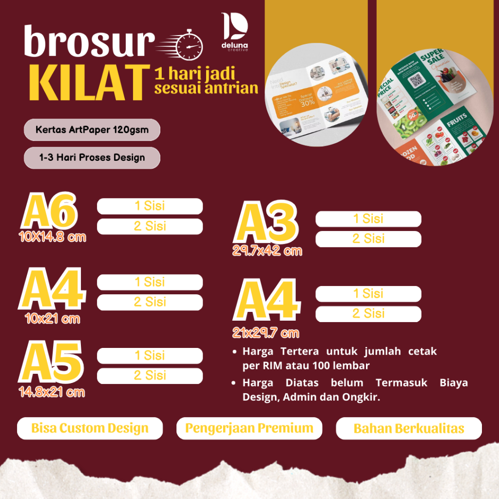 Jual Cetak Brosur Flyer Pamflet Leaflet A5 A4 A6 DL Custom Desain | Shopee Indonesia