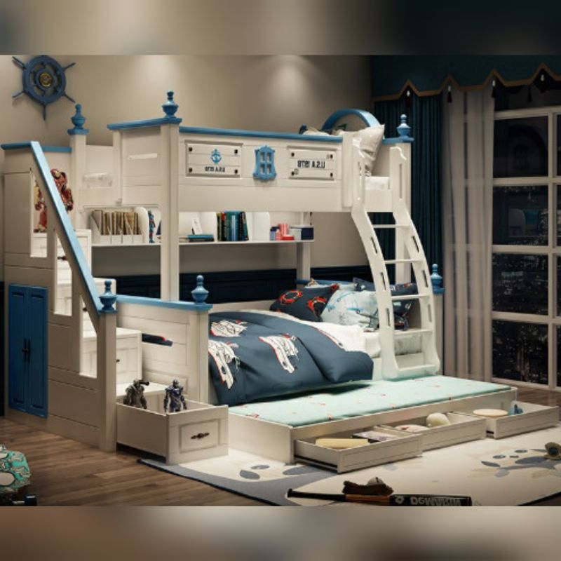 Jual tempat tidur tingkat tangga lemari usa | Shopee Indonesia