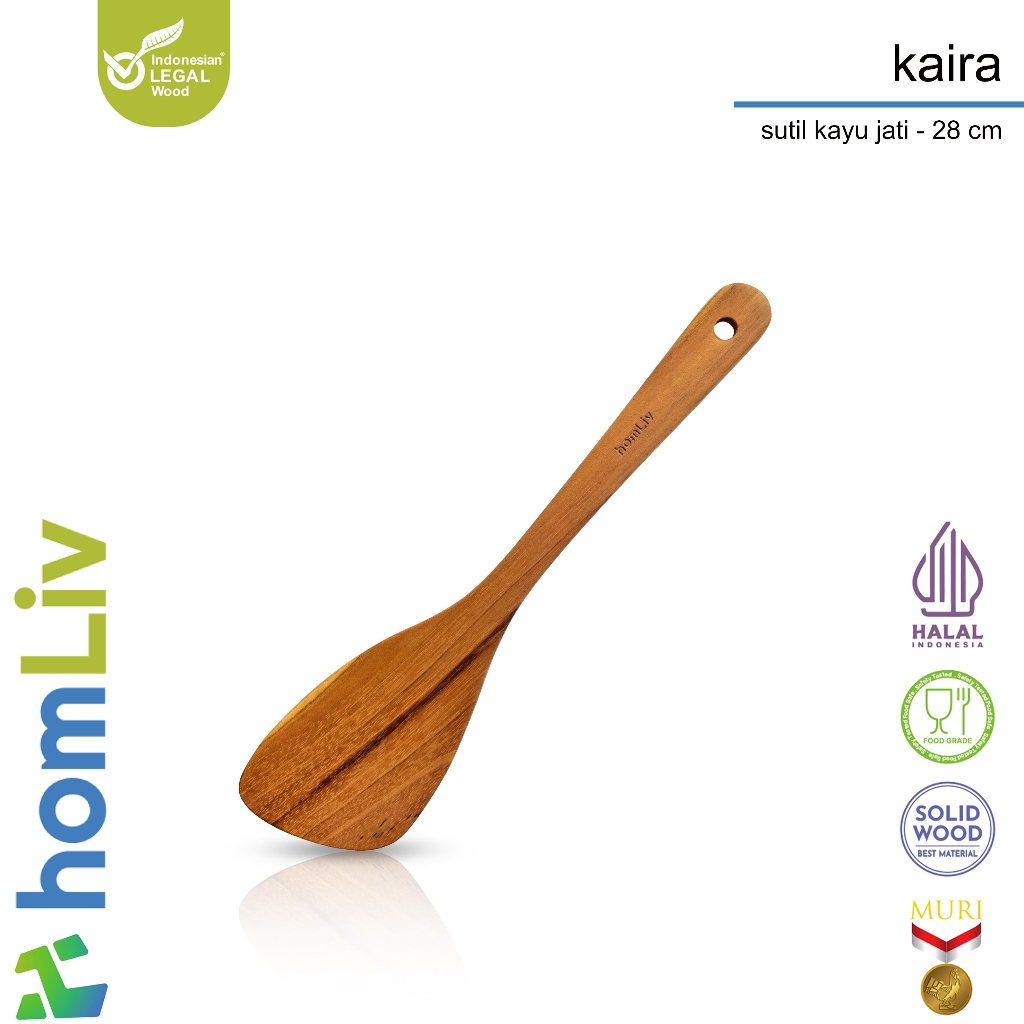 Jual homLiv Sutil Kayu Jati Premium 28 Cm Kaira Teak Wood Alat Masak ...
