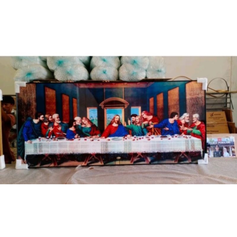 Jual lukisan Porcelain Diamond 5d gambar Yesus perjamuan/salib | Shopee ...