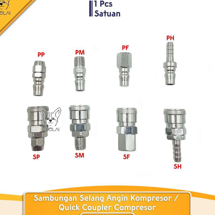Jual 1 SET Sambungan Selang Angin Kompresor Quick Coupler Compresor ...