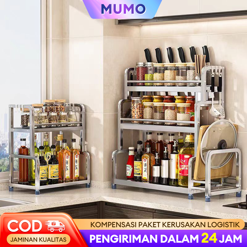Jual Rak Bumbu Rak Dapur Stainless Steel Rak Meja Makan Serbaguna Rak ...