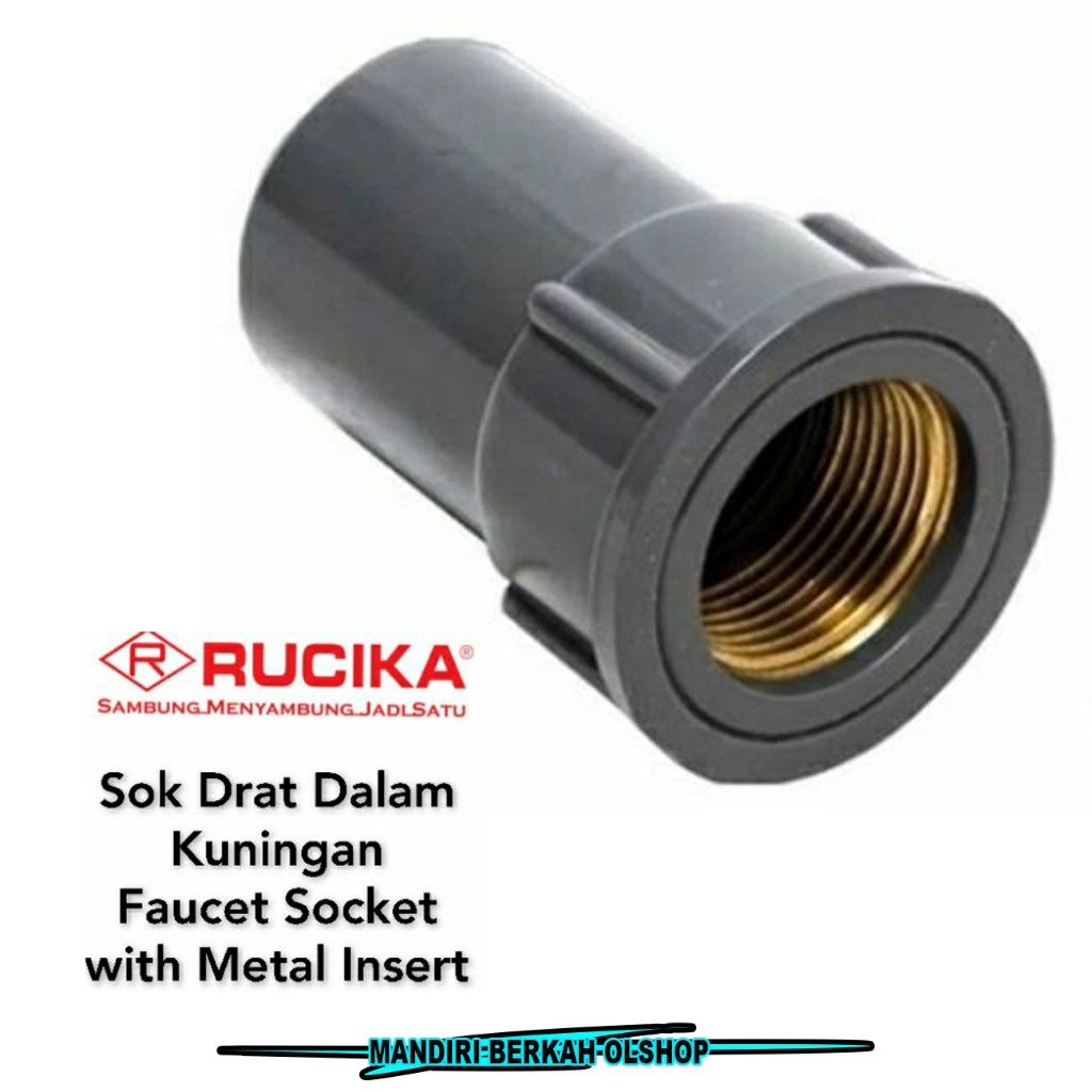 Jual Rucika Sok Drat Dalam SDD Kuningan 1/2" inch PVC / Fiting ...