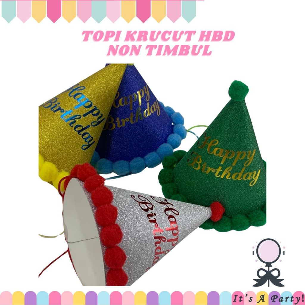 Jual Topi Happy Birthday Pompom Krucut Topi Pesta Anak/Dewasa Topi ...