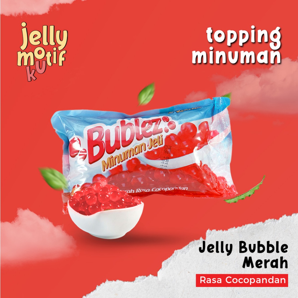 Jual Topping Minuman Bublez Jelly Mutiara Merah Rasa Cocopandan 500gr ...