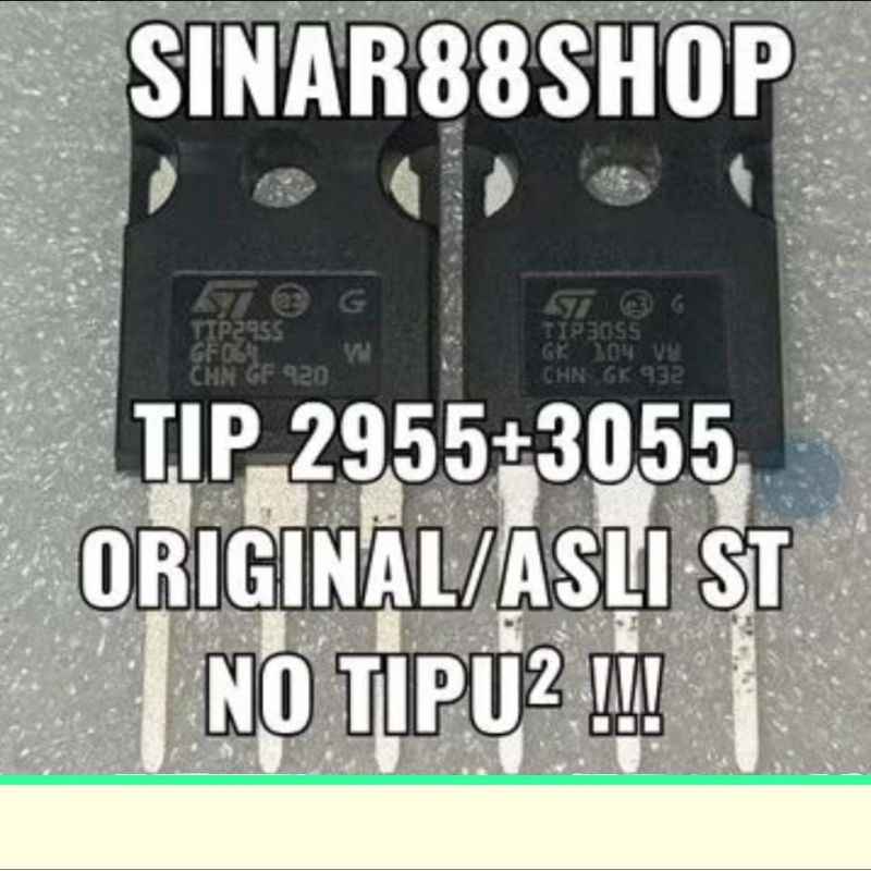 Jual ORIGINAL 2955 3055 Hrg 1 SET / PASANG TR FINAL TRANSISTOR TIP2955 ...