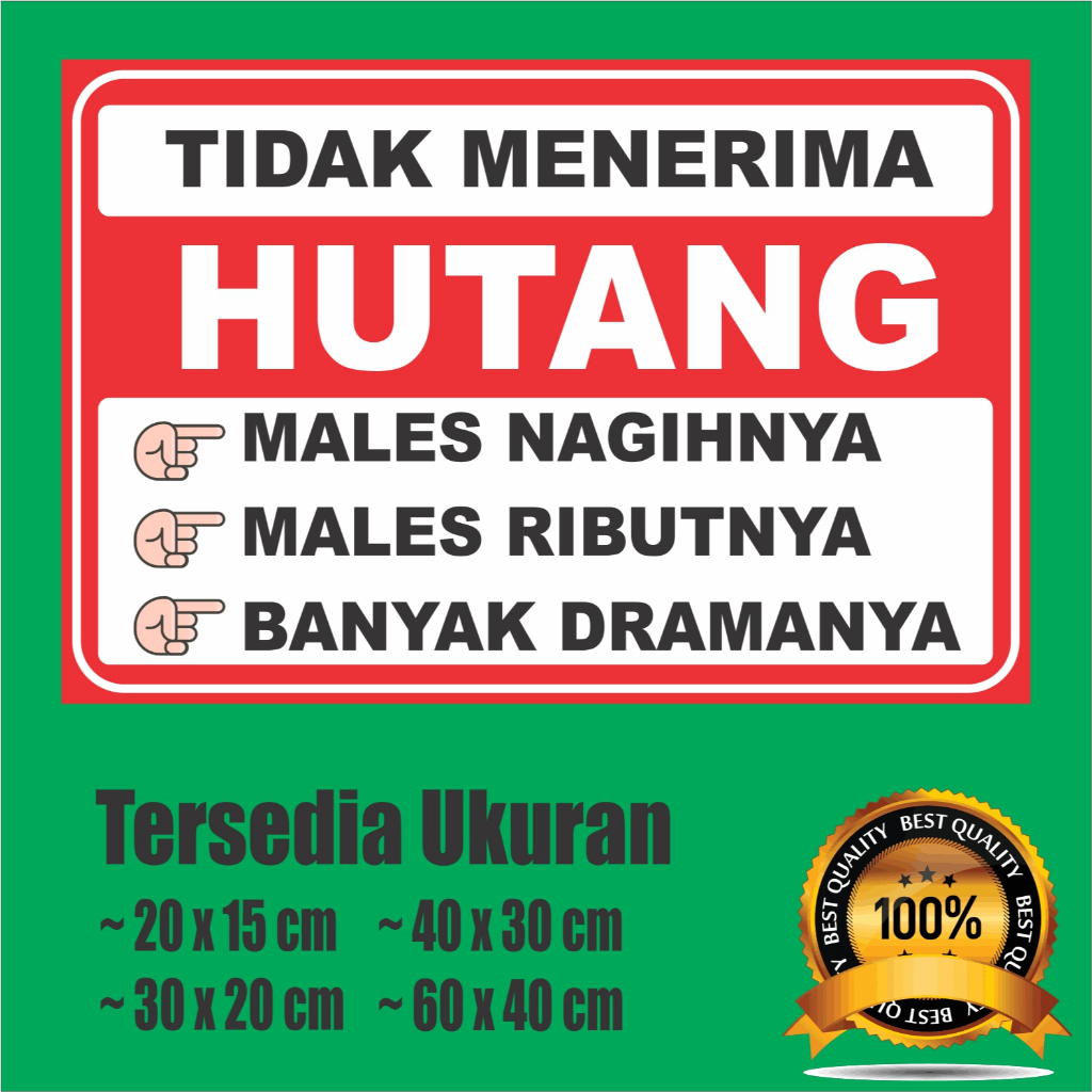 Jual STIKER TIDAK MENERIMA HUTANG | STIKER WARUNG SEMBAKO | Shopee Indonesia