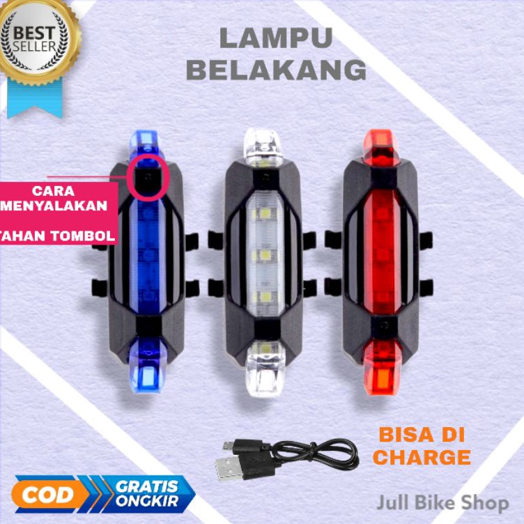 Jual Harga Spesial Lampu belakang sepeda led charger rechargeable cas ...
