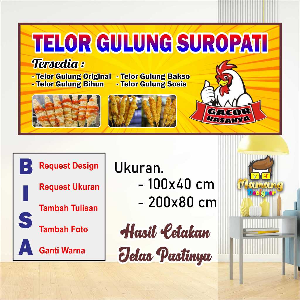 Jual Cetak Spanduk Banner Telor Gulung Design Warna Kuning bb | Shopee ...