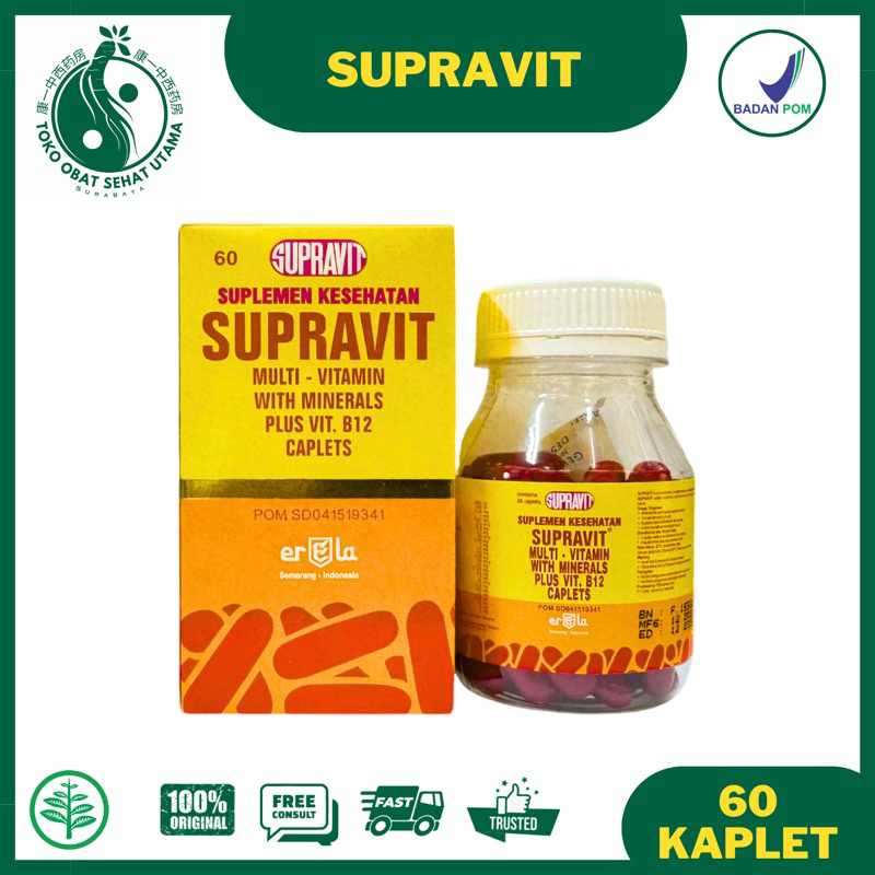 Jual SUPRAVIT / Suplemen Kesehatan Multivitamin dengan Mineral + Vitamin B12 / Memelihara ...