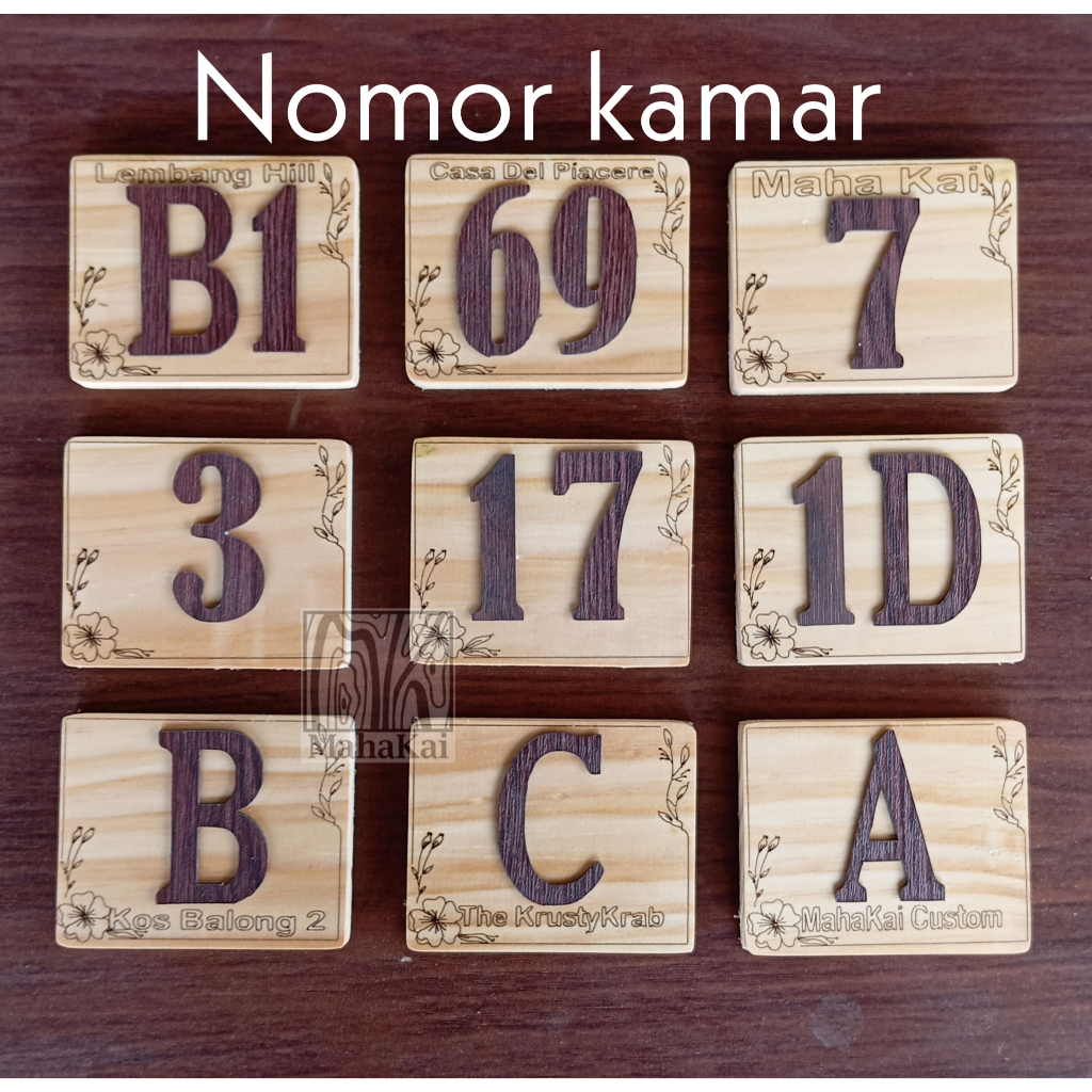 Jual Nomor kamar kos kayu sign number room ruangan kost pintu hotel ...