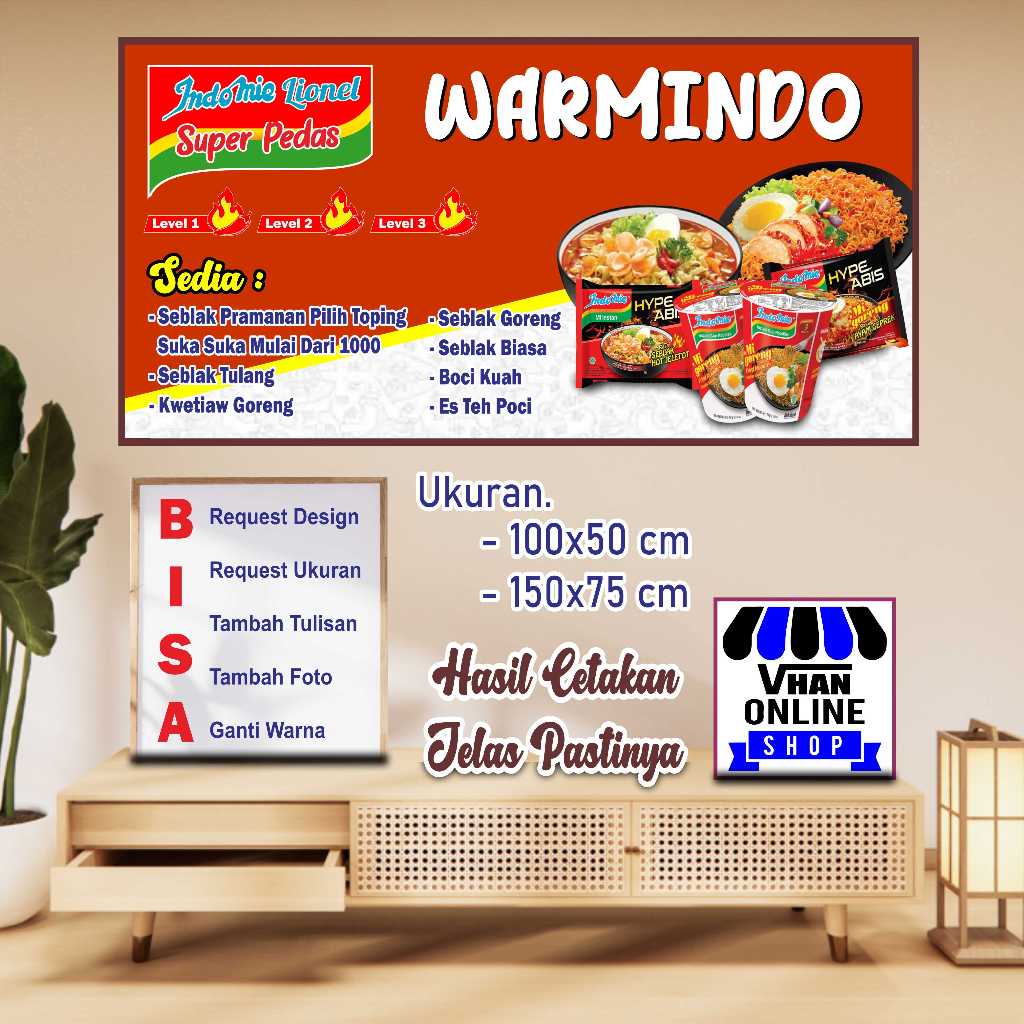 Jual Cetak Spanduk Banner Warmindo dan Jualan Indomie | Shopee Indonesia