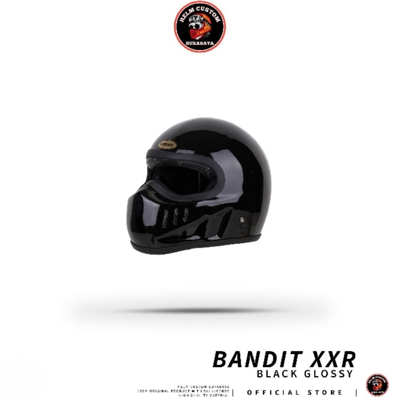 Jual Helm Bandit XXR Hitam Glossy / Helm Cakil Custom Retro Classic ...