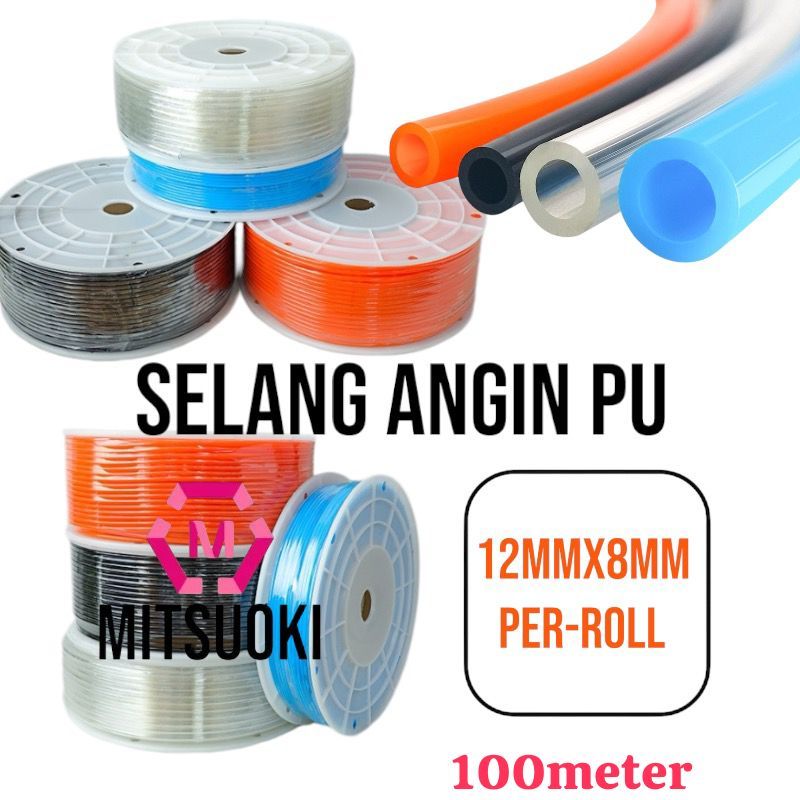 Jual SELANG ANGIN PU 12MMx8MM/SELANG ANGIN PU 12MM PER ROLL/SELANG ...