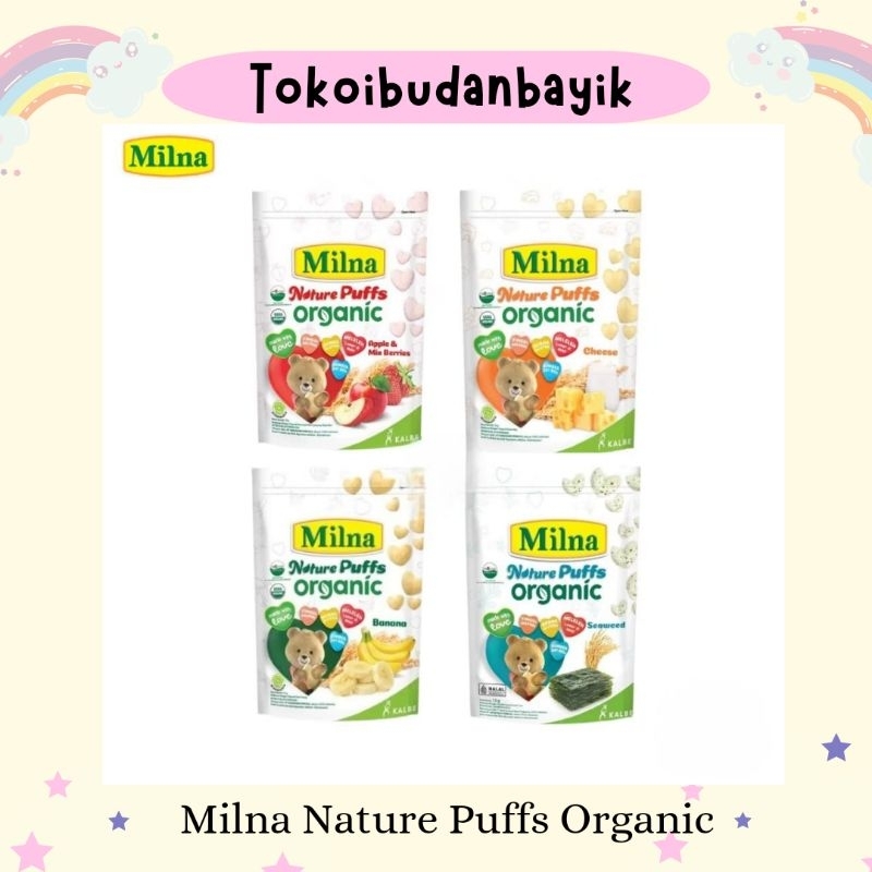 Jual Milna Nature Puff Organic 15 gr Banana/cheese/Strawberry Seawed ...