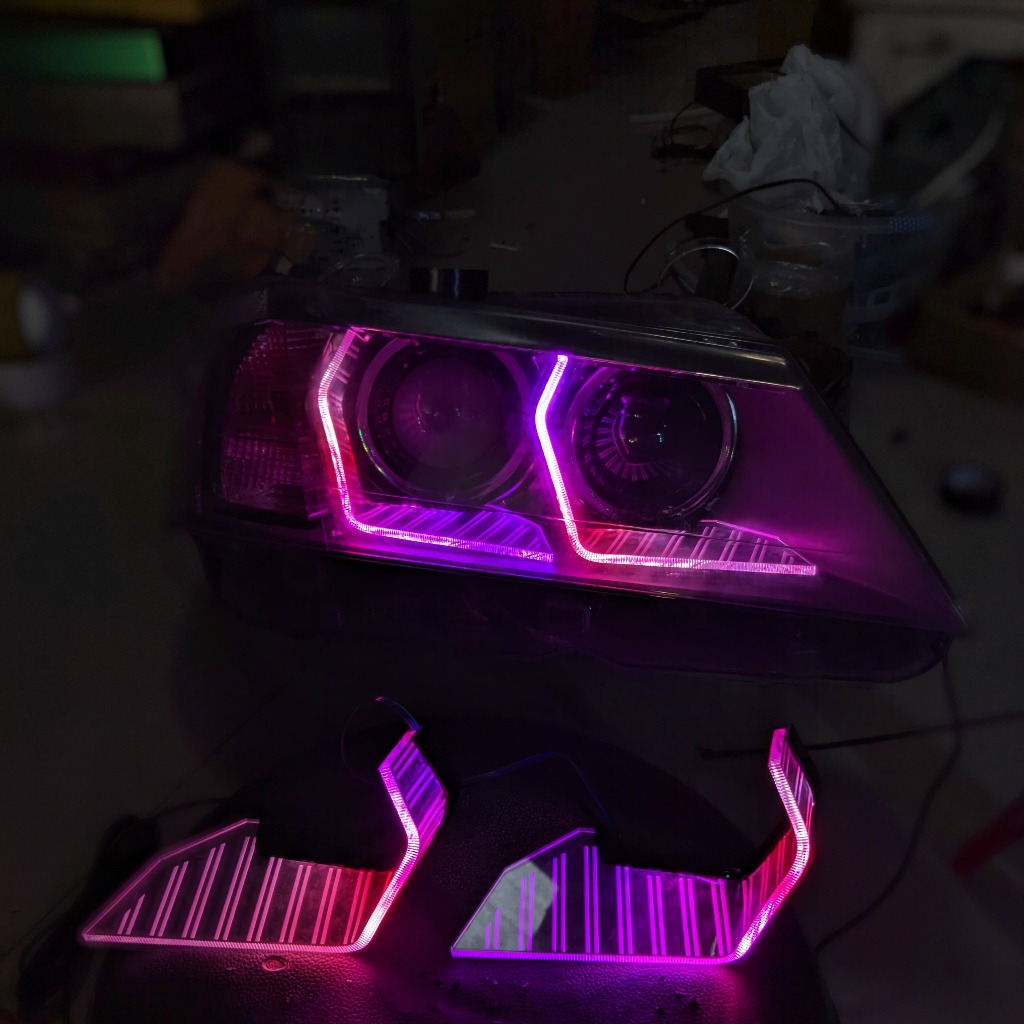 Jual Slim L Frame motif garis Lampu Headlamp LED Depan RGB Mobil BMW ...