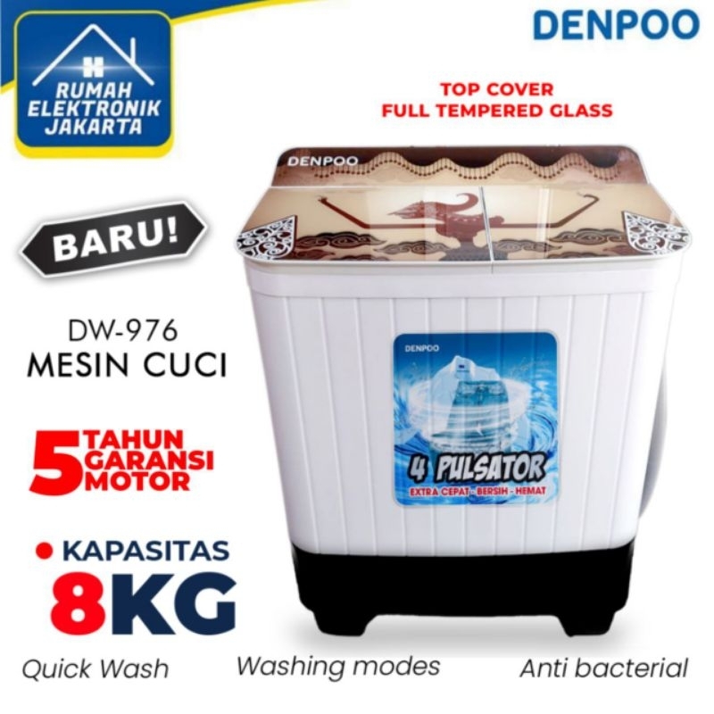 Jual Denpoo Mesin Cuci 2 Tabung Wayang -DW 976 ( 8Kg ) | Shopee Indonesia