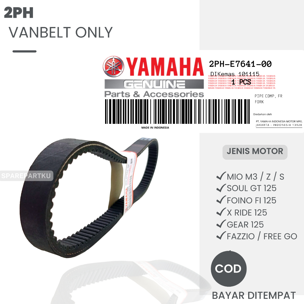 Jual (2PH) VANBELT V-BELT ONLY YAMAHA MIO M3/ Z/ S, SOUL GT 125, FINO ...