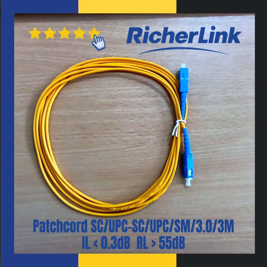 Jual Kabel Fiber Optic Jolink Patchcord Warna Kuning 3MM Panjang 3M FO Patchcord Single Mode SC ...