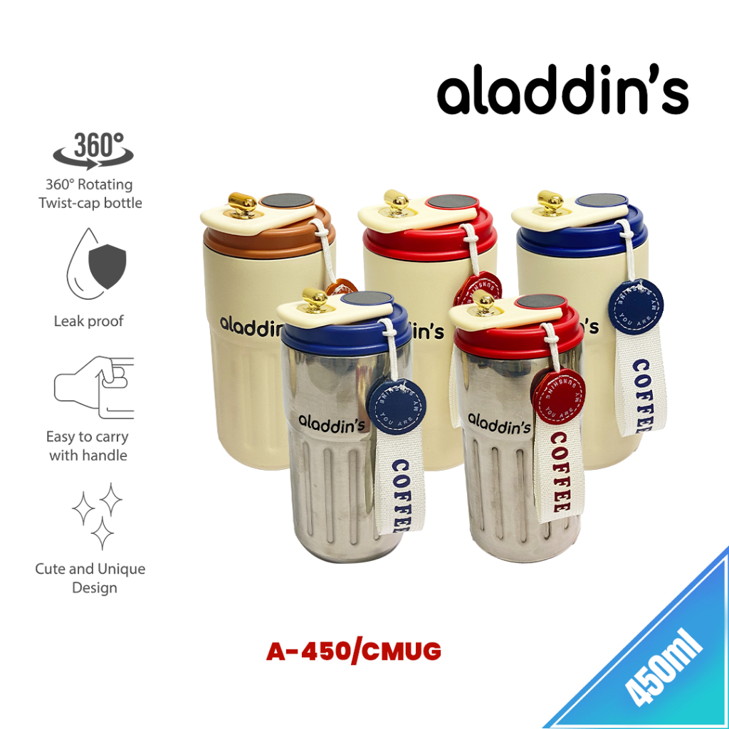 Jual aladdin Travel Coffee Cup Hot and Cold Handle Lid Gelas Kopi/Teh ...