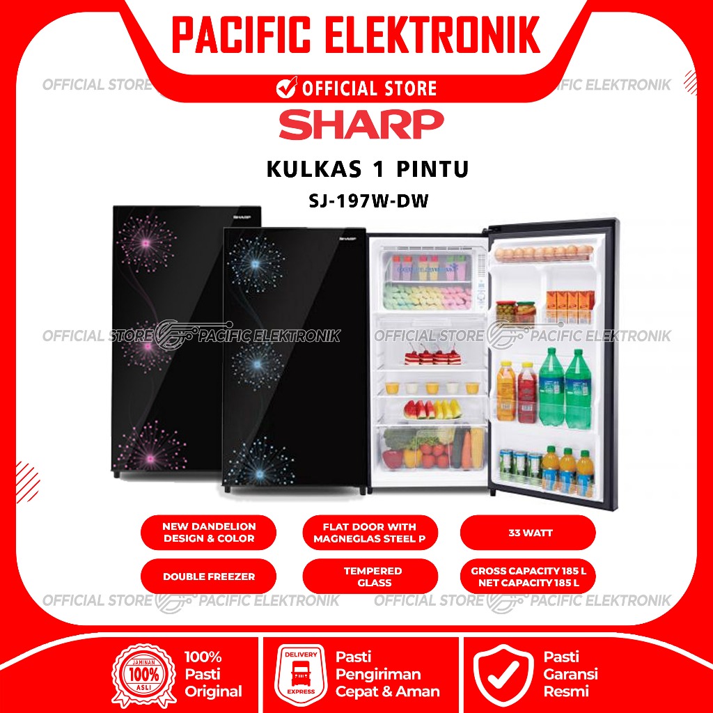 Jual Kulkas Sharp 1 Pintu Double Freezer SJ-X197W-DW / 197W DW | Shopee ...