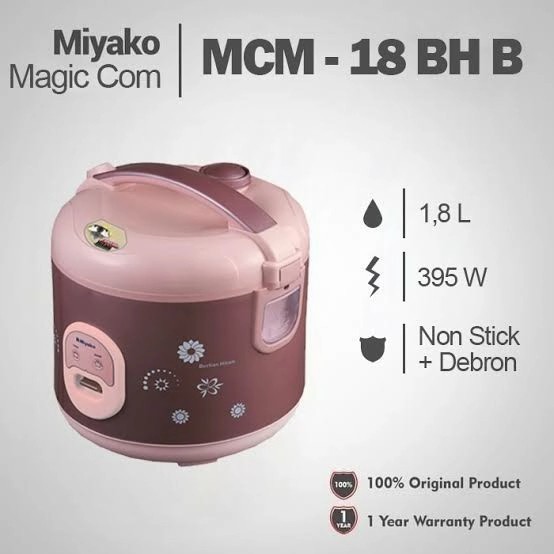 Jual MIYAKO MCM18BH Rice Cooker 1.8 Liter Magic Com 1.8L MCM-18 BH 18BH ...