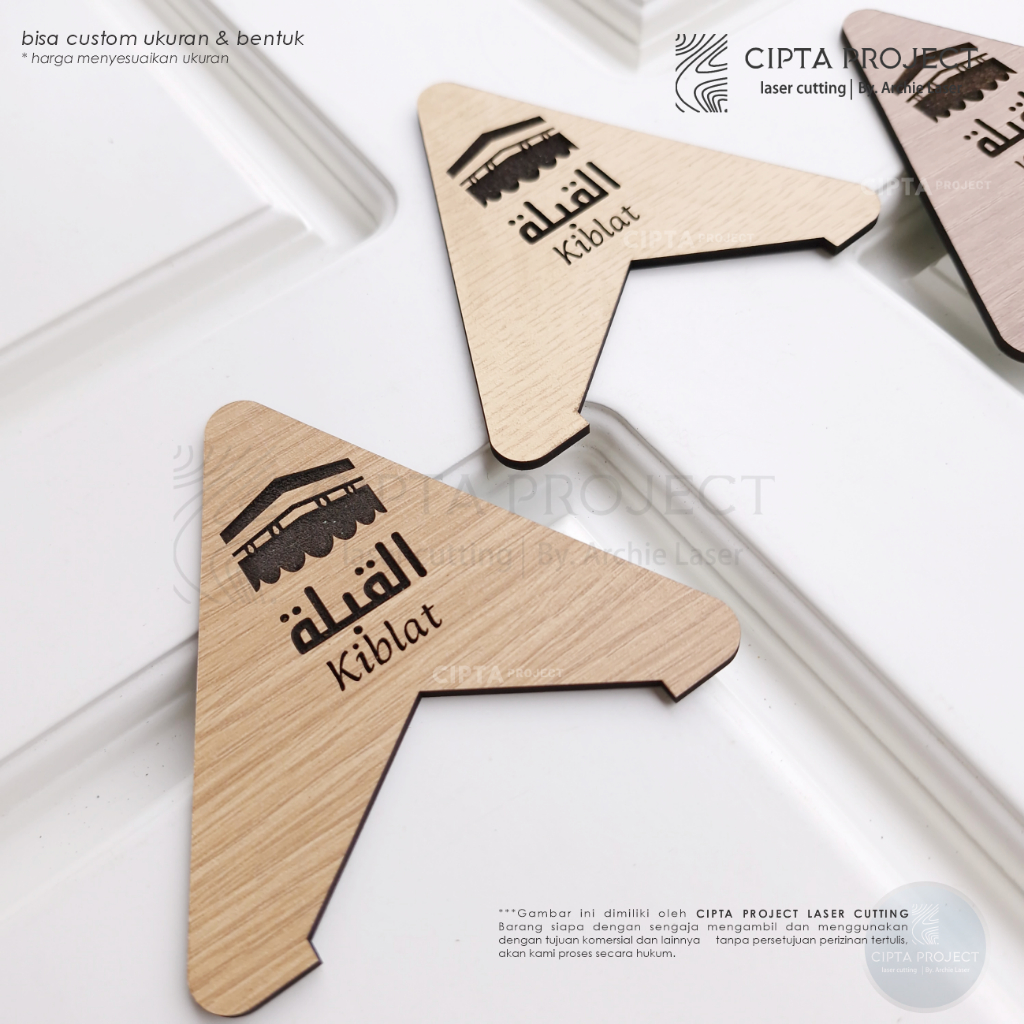 Jual Kiblat Akrilik Penanda Arah Muslim Qibla Qiblat/ Sign Kiblat Kayu ...