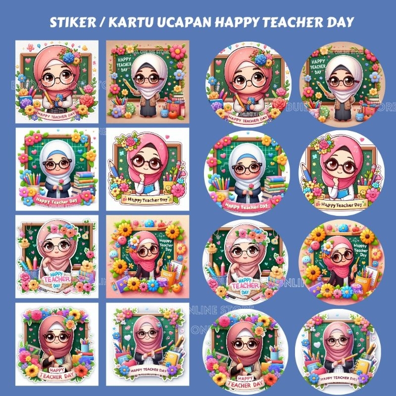 Jual stiker kartu ucapan topper sticker label happy teacher day selamat ...