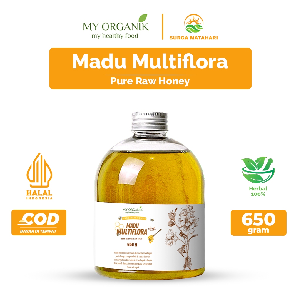 Jual My Organik Pure Raw Honey Madu Multiflora 650gr Madu Murni Premium ...