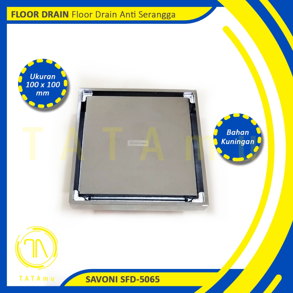 Jual Floor Drain Anti Serangga SAVONI SFD-5065 100x100 mm Kuningan ...
