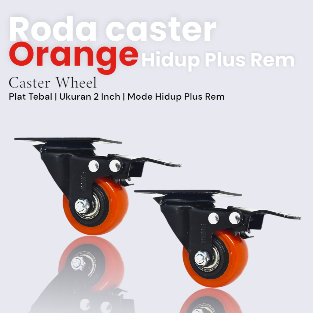 Jual 4 PCS Roda Orange Caster/Kastor 2" Inci TEBAL Plus Rem | Shopee ...