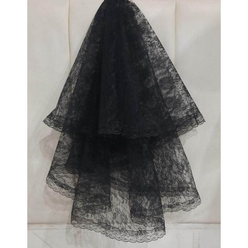 Jual LAM Laces Black Veil Kerudung Pengantin Hitam Full Brokat untuk ...