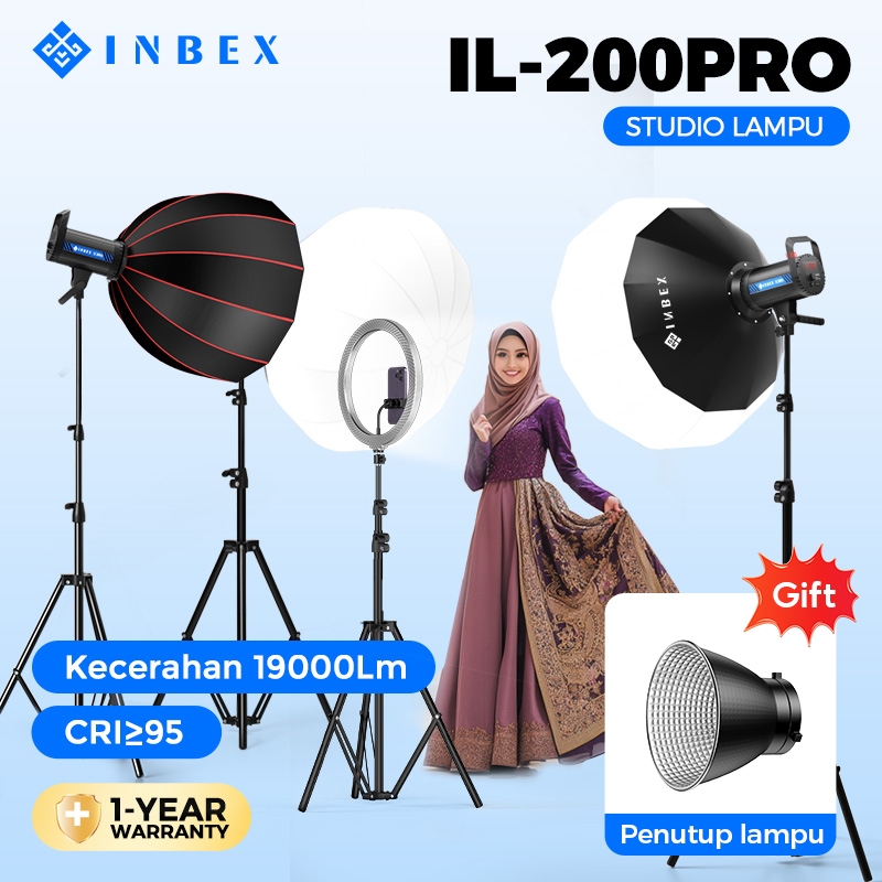 Jual INBEX IL-200PRO Live Fill Light Profesion Aluminium 200W COB Lampu+remote Pemotretan Studio ...