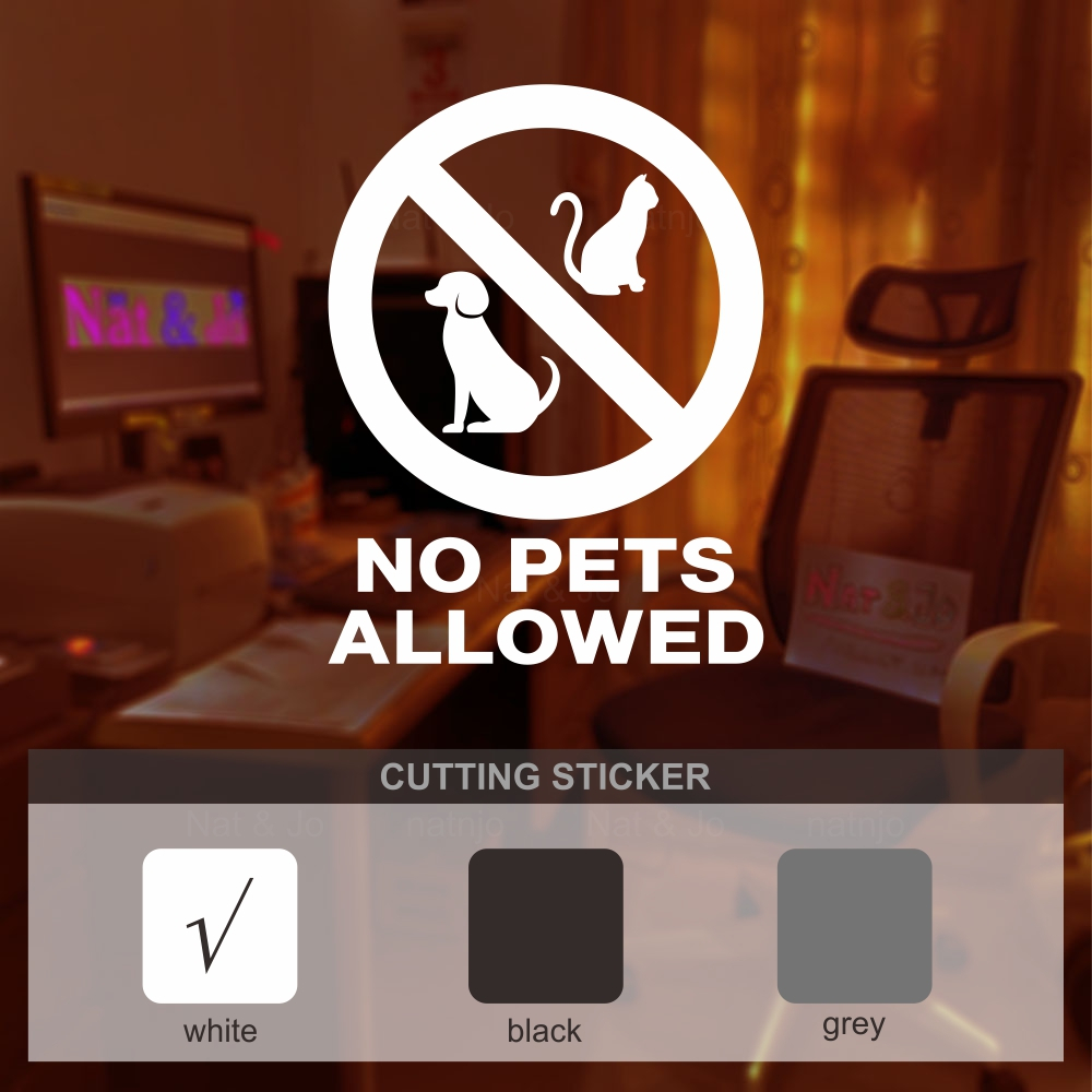 Jual Sticker No Pets Allowed Cat Dog Kaca Cafe Restoran Sign Dinding ...