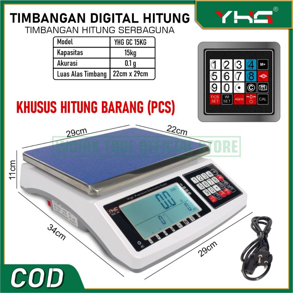 Jual YHG Timbangan Digital 30kg 15kg Khusus Hitung Barang Pcs Counting Scale YHG GC 15 kg 30 kg ...