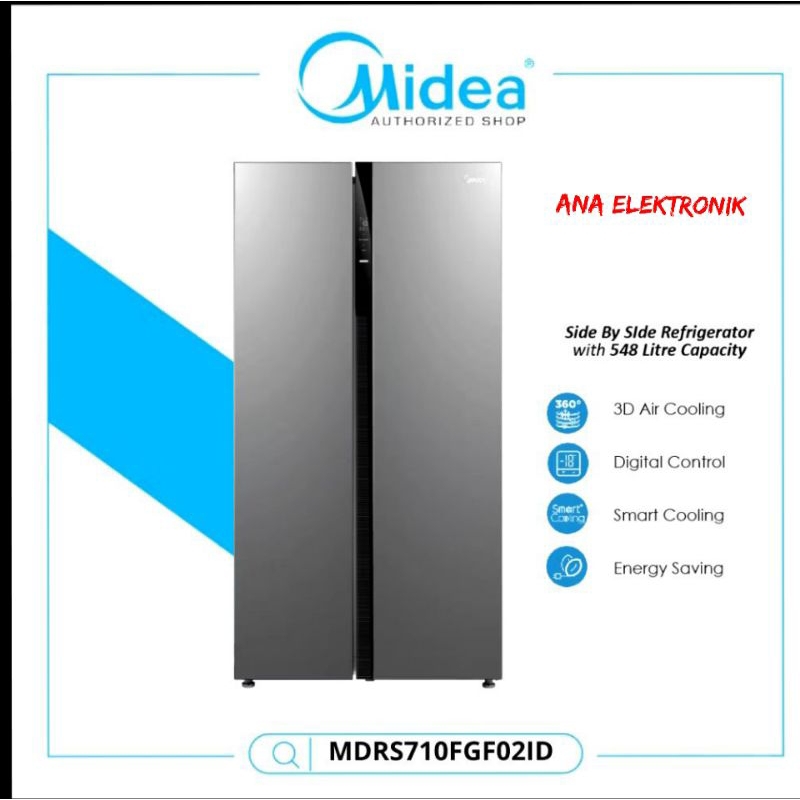 Jual KULKAS MIDEA SIDE BY SIDE 2 PINTU MDRS710FGF02ID INVERTER 525L ...
